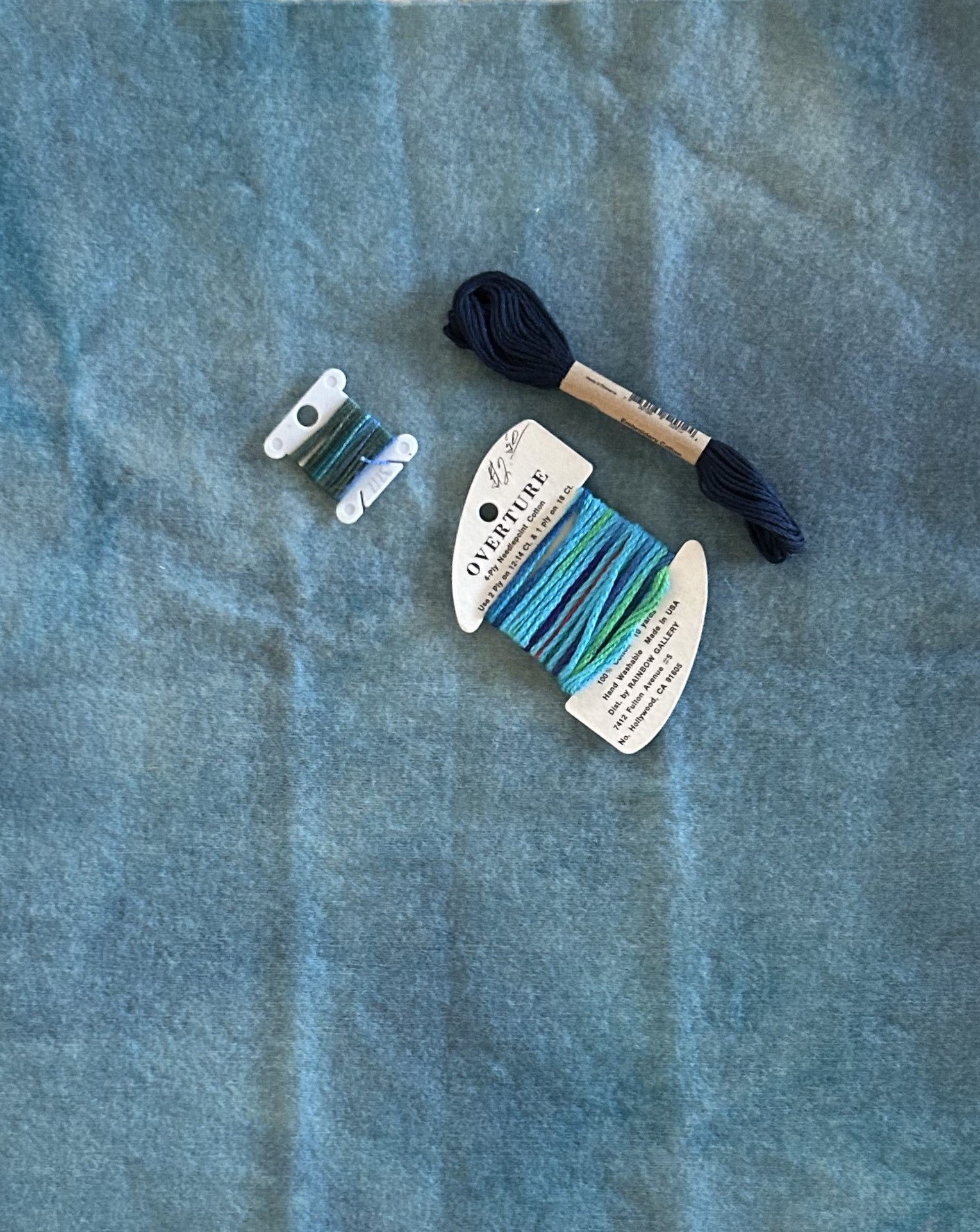 BLUE TEAL Hand Dyed Fat Eighth and Coordinating Threads – Olympic Wool ...